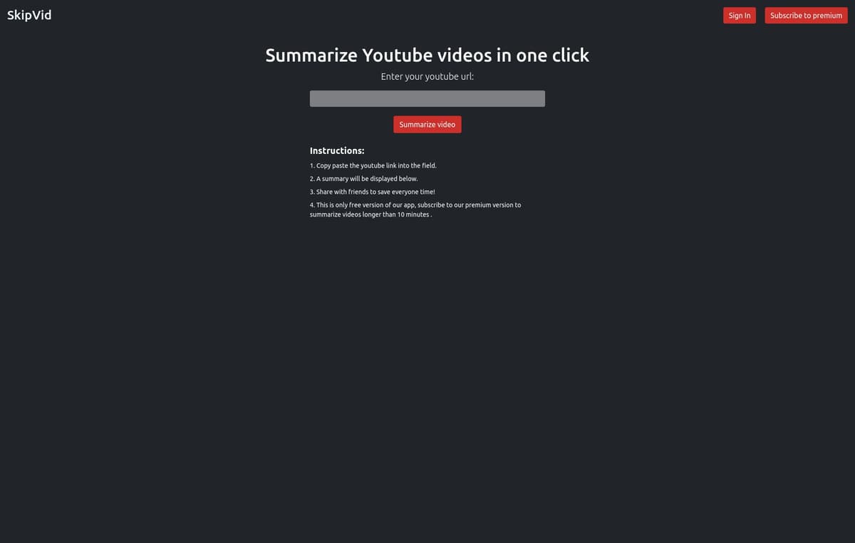 SkipVid | Productivity AI Tool | Mridul.Tech